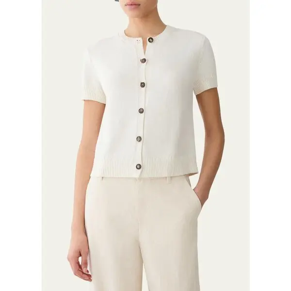 Lafayette 148 New York Crewneck Cotton-silk Cardigan