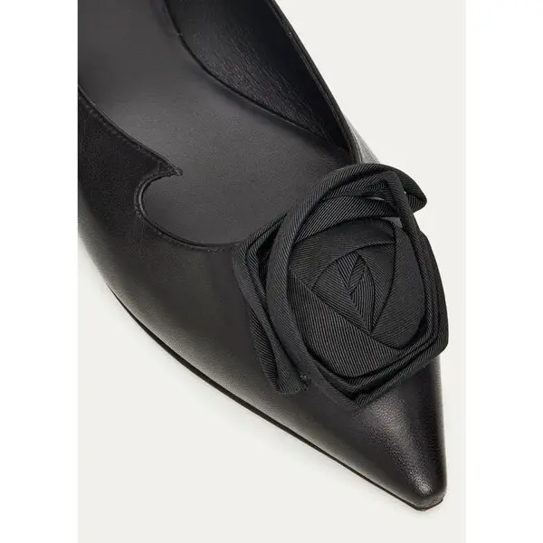 ROGER VIVIER I Love Vivier Rose Leather Ballerina Flats