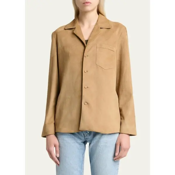 Saint Laurent Suede Pajama Shirt Jacket - Tabac