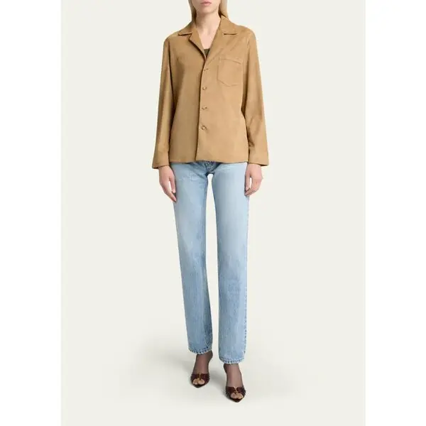 Saint Laurent Suede Pajama Shirt Jacket - Tabac