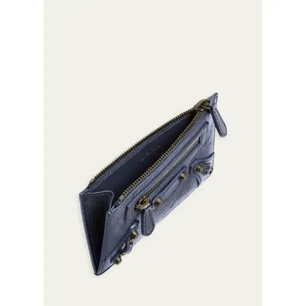 Balenciaga Le City Arena Leather Card Holder - Navy