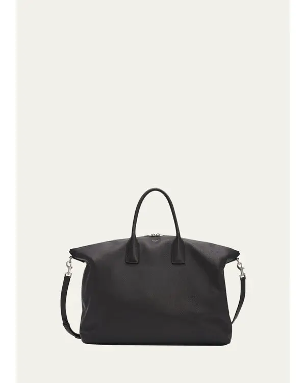 Saint Laurent Grained Leather Bowling Tote Bag - Nero