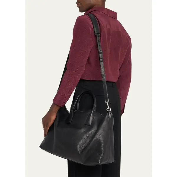 Saint Laurent Grained Leather Bowling Tote Bag