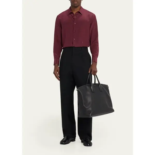 Saint Laurent Grained Leather Bowling Tote Bag