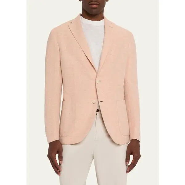 Boglioli Linen And Wool Herringbone Single-breasted Blazer