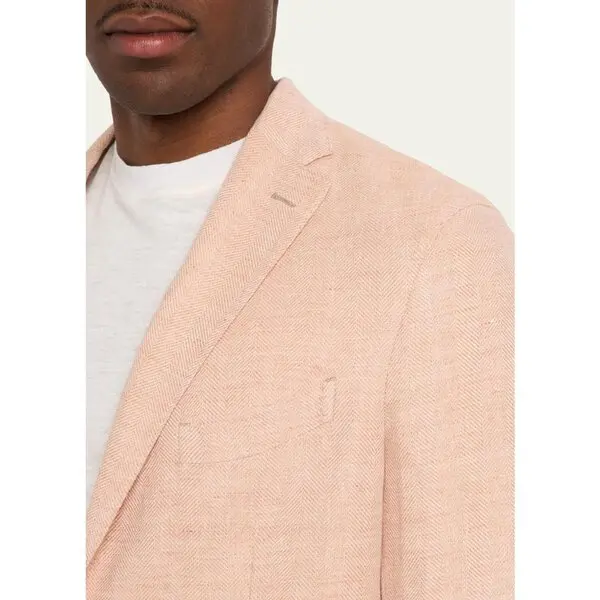 Boglioli Linen And Wool Herringbone Single-breasted Blazer