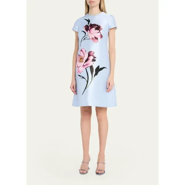 Rickie Freeman For Teri Jon Floral-print Faille Dress
