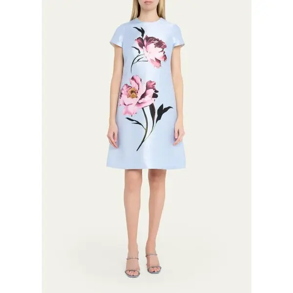 Rickie Freeman For Teri Jon Floral-print Faille Dress