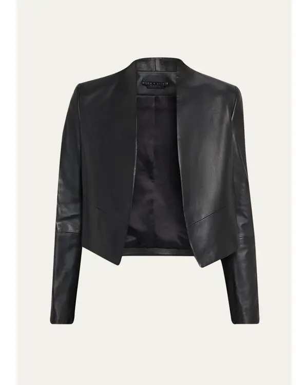 Alice + Olivia New Harvey Leather Open-front Jacket - Black