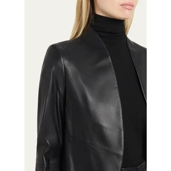 Alice + Olivia New Harvey Leather Open-front Jacket - Black