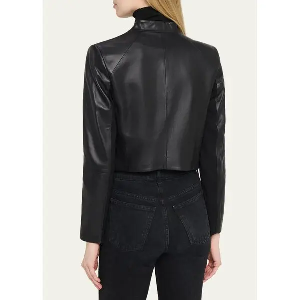 Alice + Olivia New Harvey Leather Open-front Jacket - Black