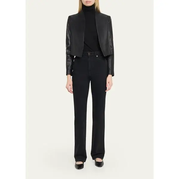 Alice + Olivia New Harvey Leather Open-front Jacket - Black