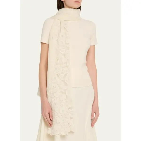 Janavi Rose Embroidered Cashmere Scarf