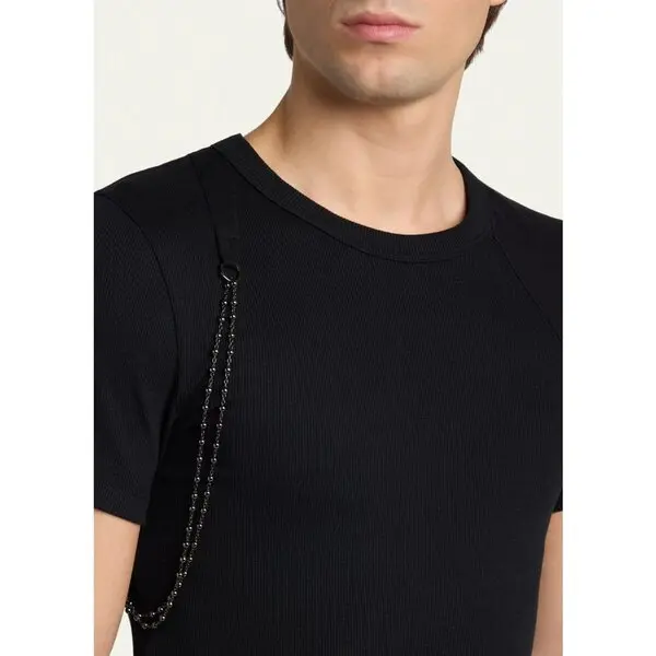Alexander McQueen Beaded Harness Micro-rib Cotton Crewneck T-shirt