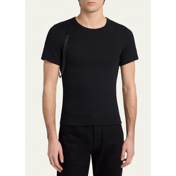 Alexander McQueen Beaded Harness Micro-rib Cotton Crewneck T-shirt