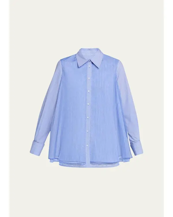Brandon Maxwell Vaughn Frothy Layered Button-down Shirt