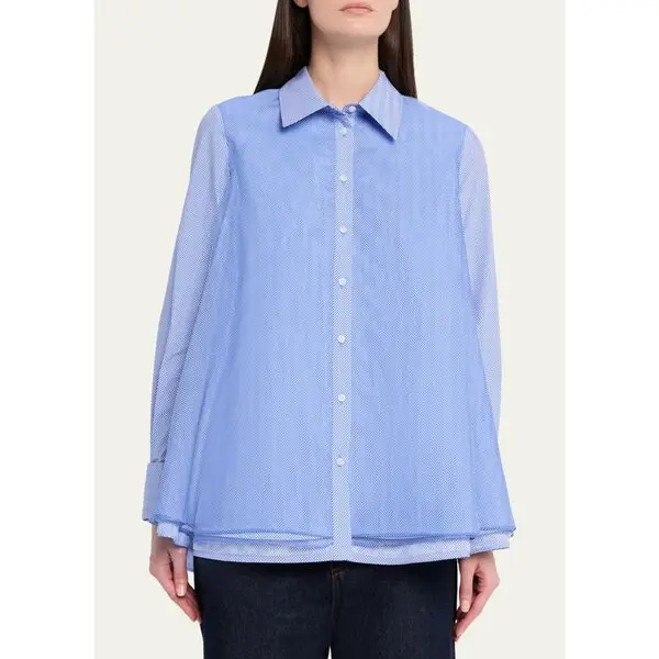 Brandon Maxwell Vaughn Frothy Layered Button-down Shirt