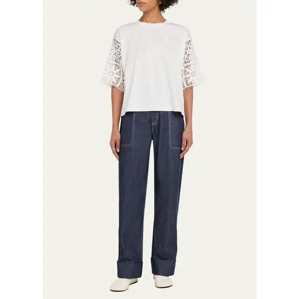 Lafayette 148 New York Cuffed Straight-leg Silk Georgette Pants - Ink