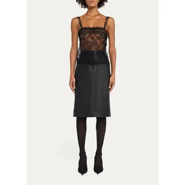 Saint Laurent Sleeveless Sheer Lace Lingerie Cami Top