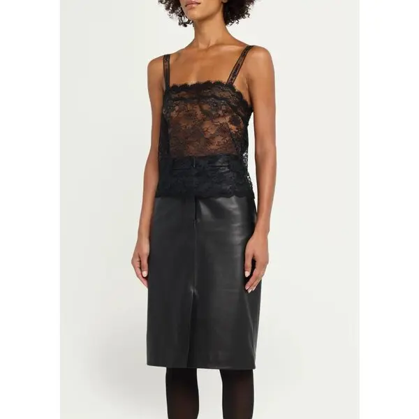 Saint Laurent Sleeveless Sheer Lace Lingerie Cami Top