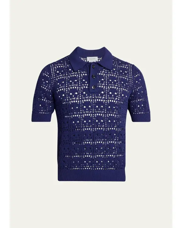 Alexander McQueen Cotton Crochet Skull Openwork Short-sleeve Polo Sweater