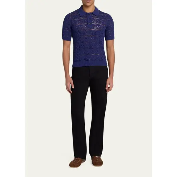 Alexander McQueen Cotton Crochet Skull Openwork Short-sleeve Polo Sweater
