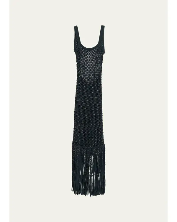 DIOTIMA Gala Embellished Net Fringe Backless Gown
