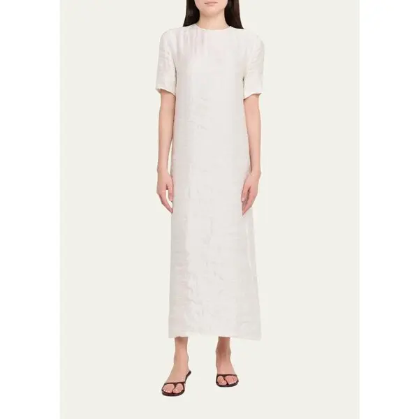 Khaite Webber Short-sleeve Crinkled Maxi Dress
