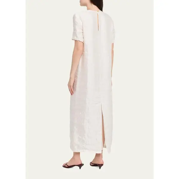 Khaite Webber Short-sleeve Crinkled Maxi Dress