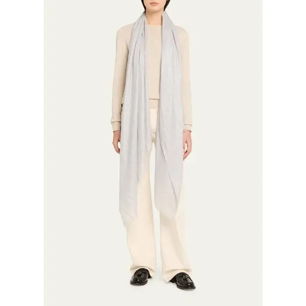 Brunello Cucinelli Sparkling Cashmere And Silk Scarf - Grey