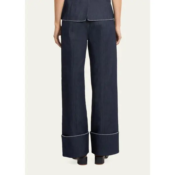 Cinq À Sept Wide-leg Twist-trim Jeans