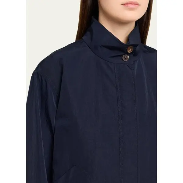 Lafayette 148 New York Funnel-neck Cavalry Twill Jacket - Ink