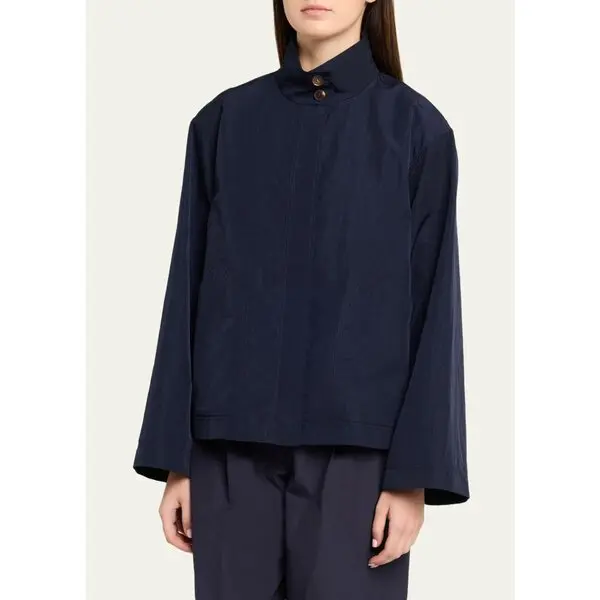 Lafayette 148 New York Funnel-neck Cavalry Twill Jacket - Ink