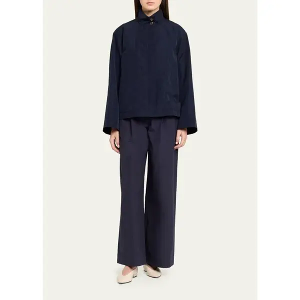 Lafayette 148 New York Funnel-neck Cavalry Twill Jacket - Ink