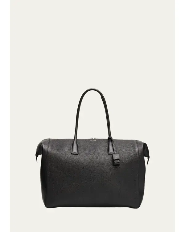Saint Laurent North/south Doctor Bag In Grainy Leather - Nero