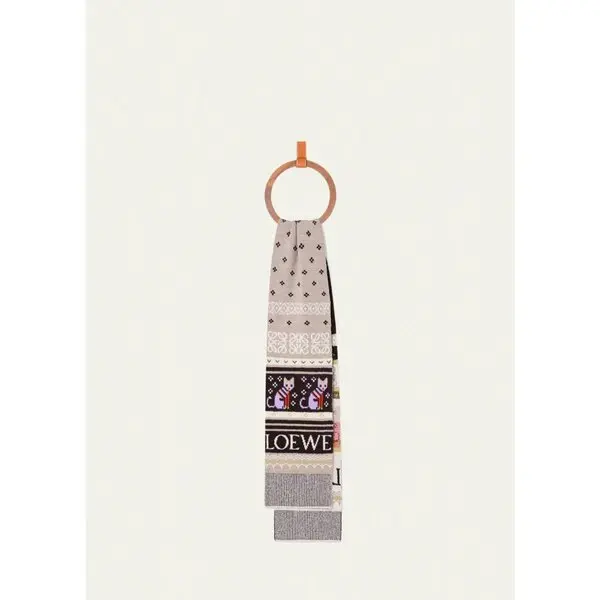 Loewe X Louis Wain Futurist Cat Fair Isle Scarf - Beige Multi
