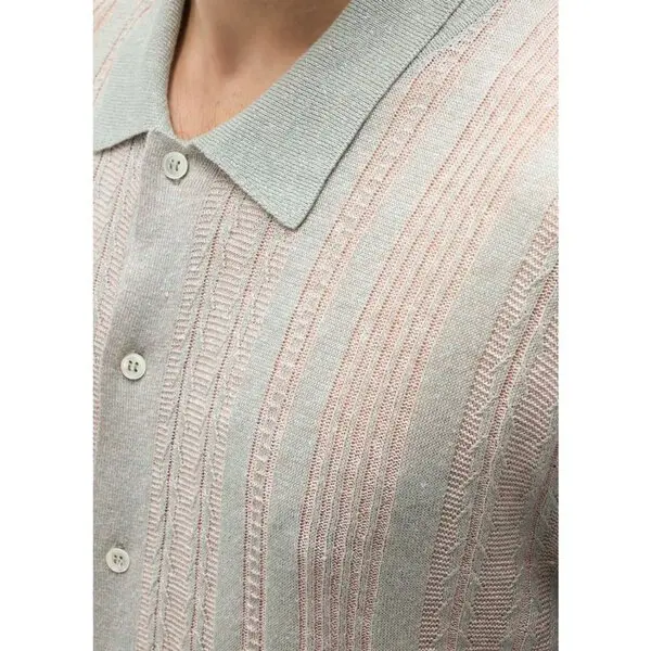 MAURIZIO BALDASSARI Linen And Cotton Stripe Knit Short-sleeve Shirt