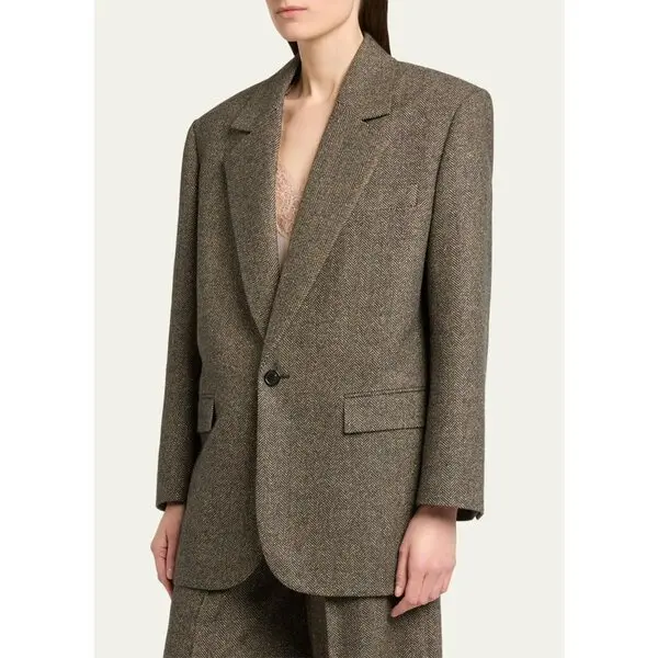 Saint Laurent Herringbone Wool Single-breasted Jacket
