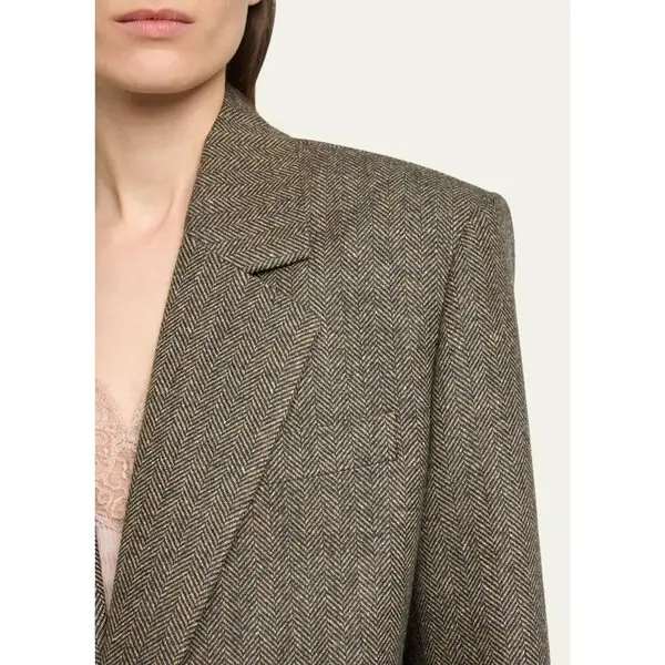 Saint Laurent Herringbone Wool Single-breasted Jacket