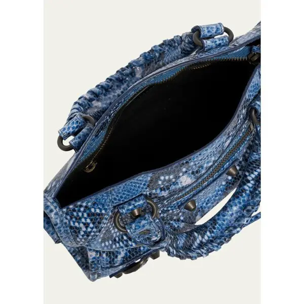 Balenciaga Le City Mini Python-embossed Leather Top-handle Bag - Blue