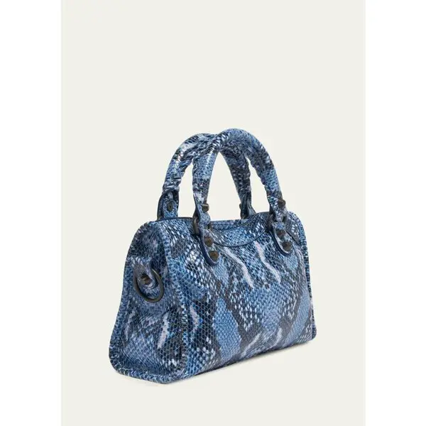 Balenciaga Le City Mini Python-embossed Leather Top-handle Bag - Blue