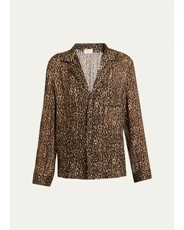 Saint Laurent Leopard-print Pajama Blouse
