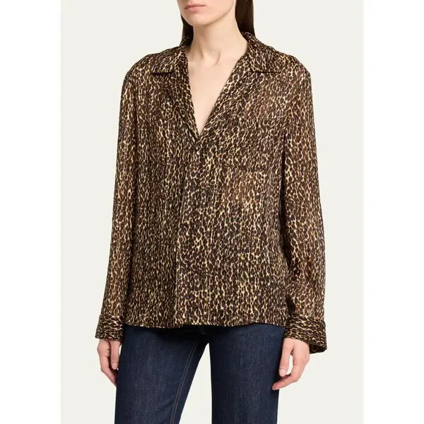 Saint Laurent Leopard-print Pajama Blouse