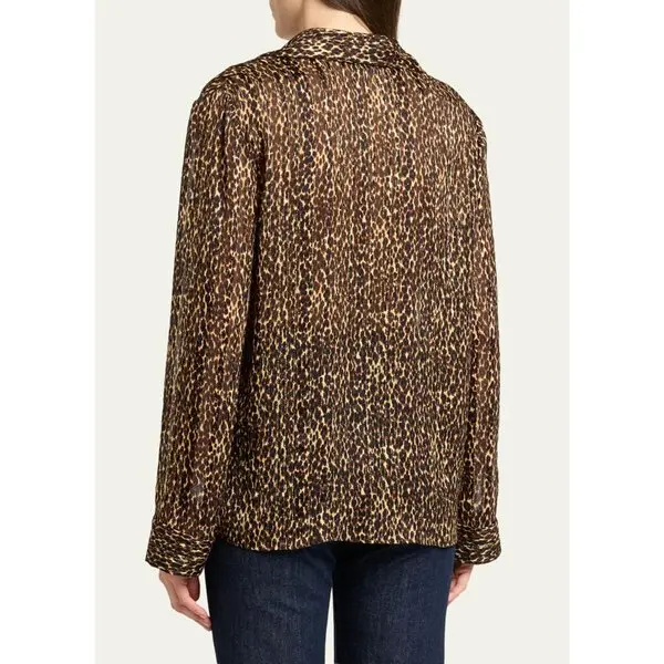 Saint Laurent Leopard-print Pajama Blouse