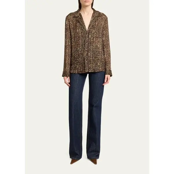 Saint Laurent Leopard-print Pajama Blouse