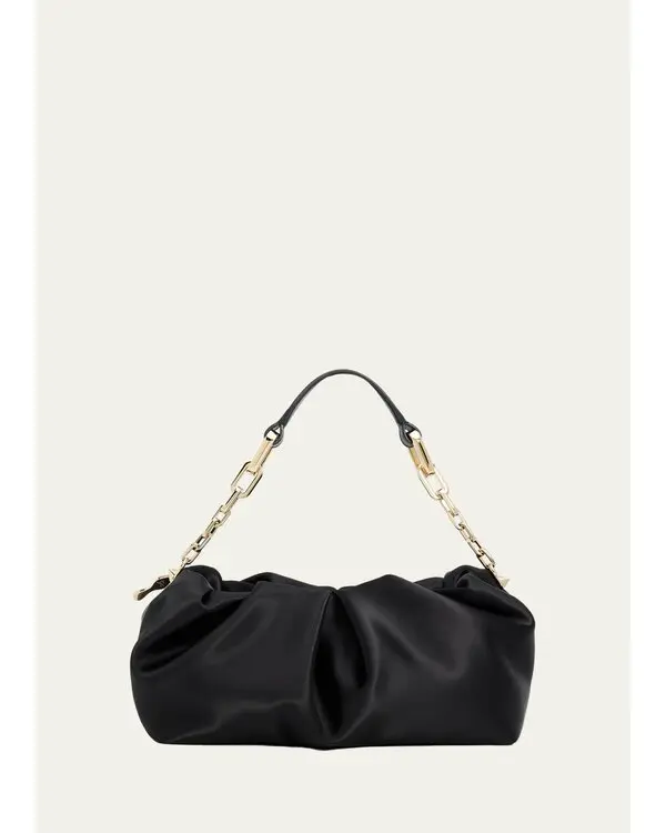 CHRISTIAN LOUBOUTIN Eva Ruched Neoprene Shoulder Bag - Black