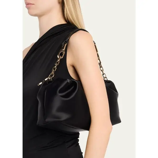 CHRISTIAN LOUBOUTIN Eva Ruched Neoprene Shoulder Bag - Black