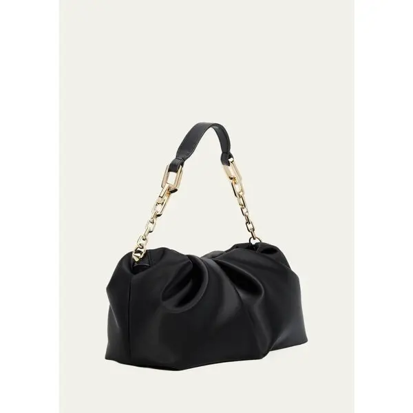 CHRISTIAN LOUBOUTIN Eva Ruched Neoprene Shoulder Bag - Black