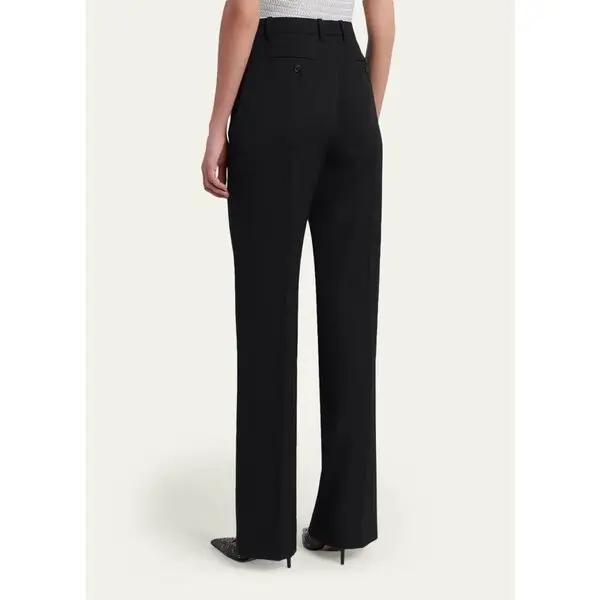 Alexander McQueen High-rise Straight-leg Wool Trousers - Black