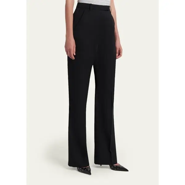 Alexander McQueen High-rise Straight-leg Wool Trousers - Black